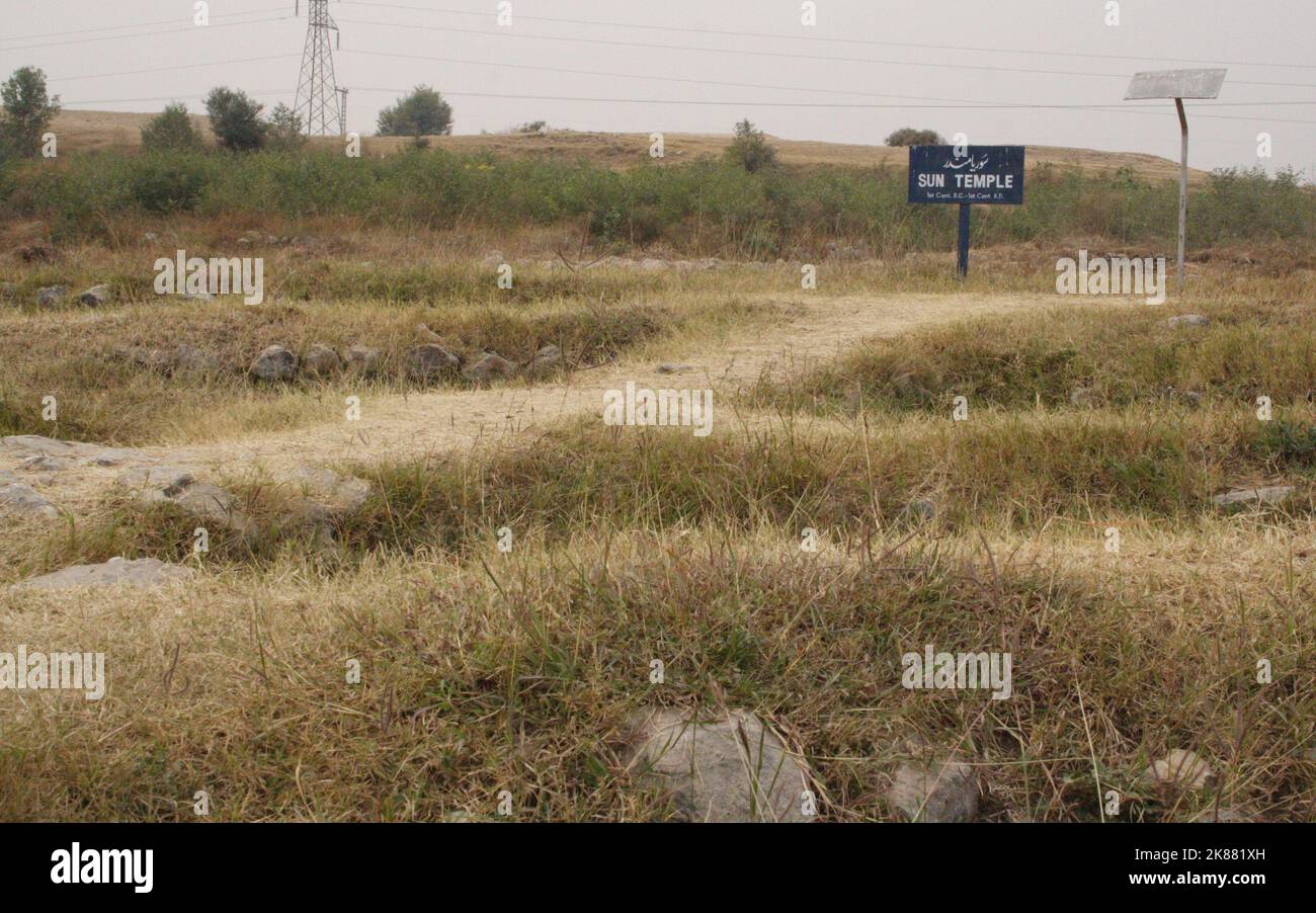Remains of Sun Temple, Sirkap Archaeological site, Taxila, NWFP ...