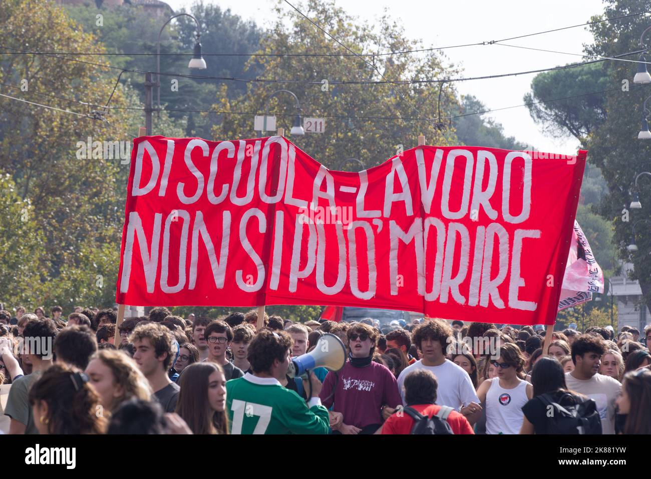 Rome, Italy. 21st Oct, 2022. Demonstration organized by students in ...
