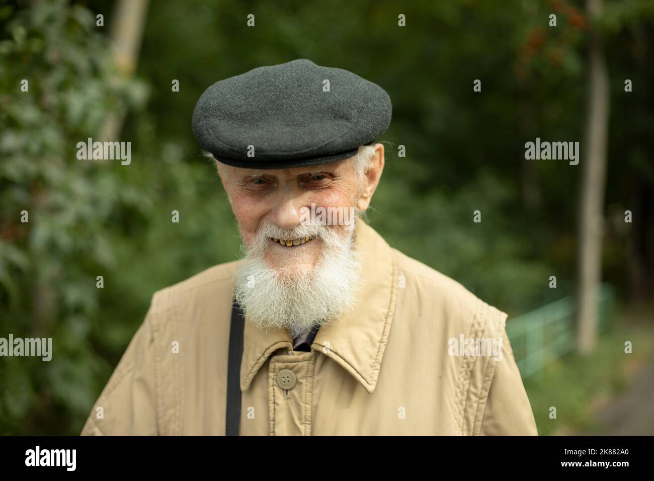 Russian grandfather. Old man in Russia. Man with gray beard and black ...