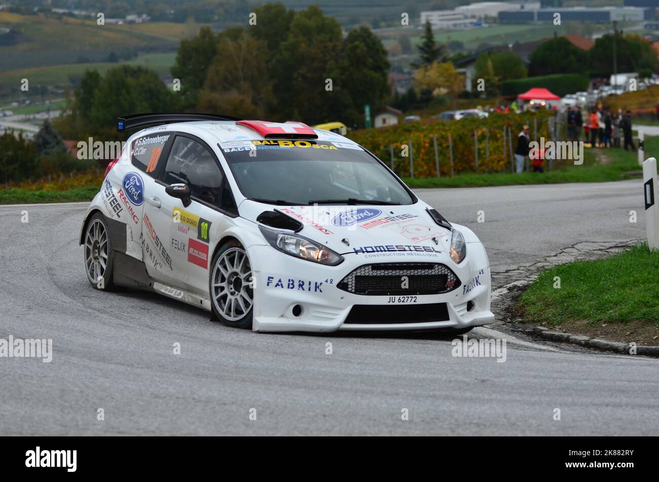 CHALAIS, SWITZERLAND - OCTOBER 15: Schneeberger and Cler in their ford ...