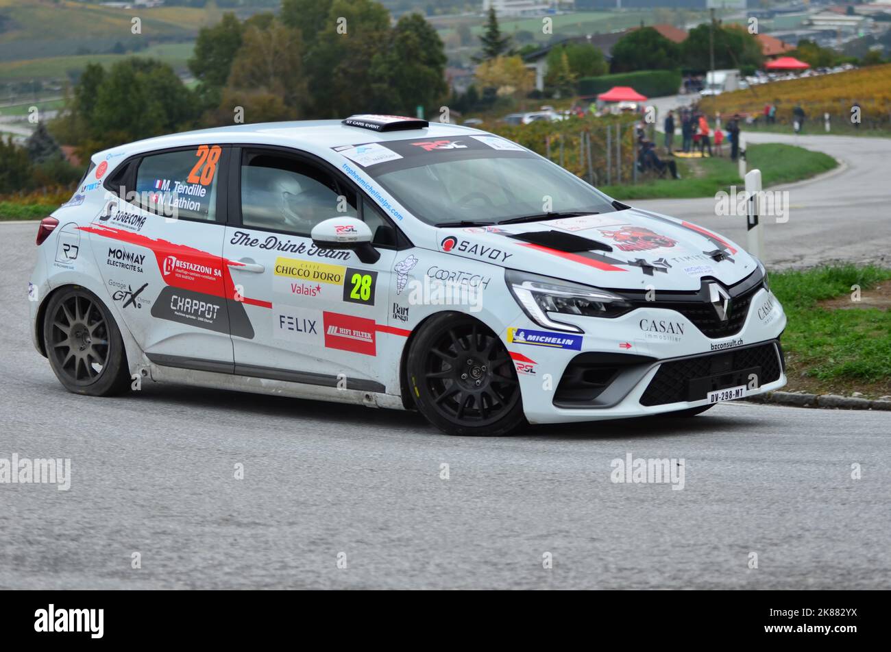 CHALAIS, SWITZERLAND - OCTOBER 15: Tendille, Lathion in their Renault ...