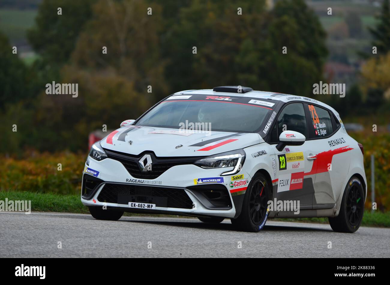 CHALAIS, SWITZERLAND - OCTOBER 15: Moulin and Bigler in their Renault ...