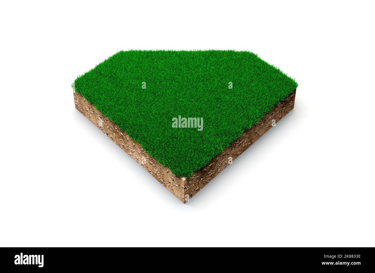 Diamond moon shape soil land geology cross section with green grass ...