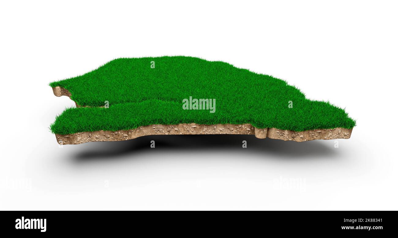 Senegal Map soil land geology cross section with green grass and Rock ...