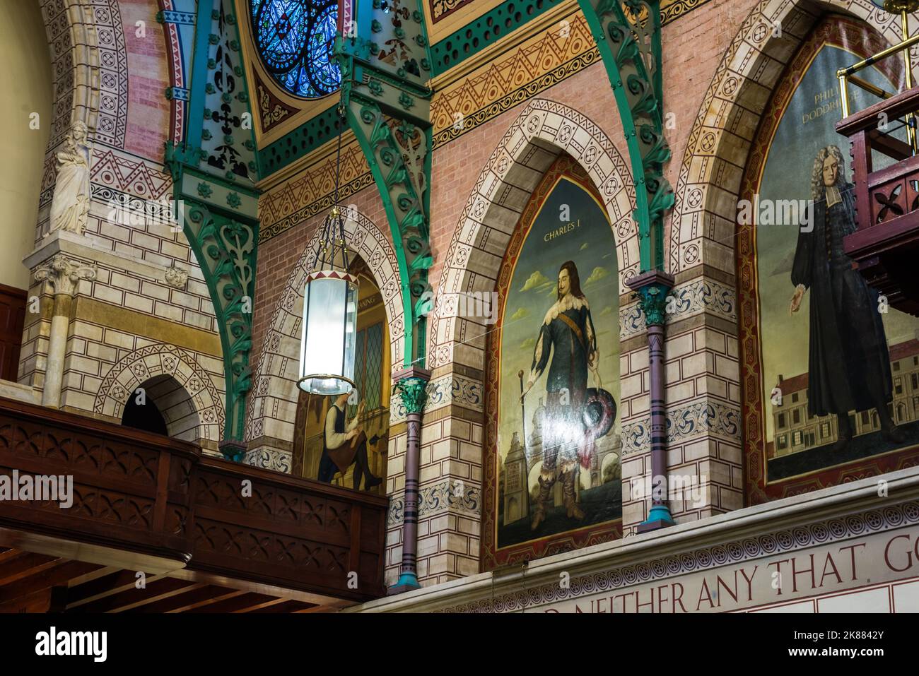 The interior painted wall of the historic Guildhall, Northampton Stock ...