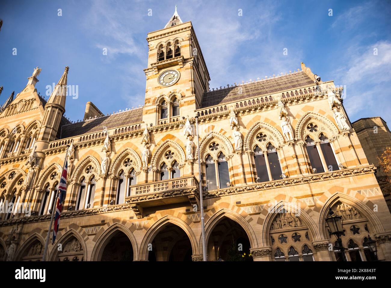 A low angle shot of the historic Northampton Guildhall building in St ...