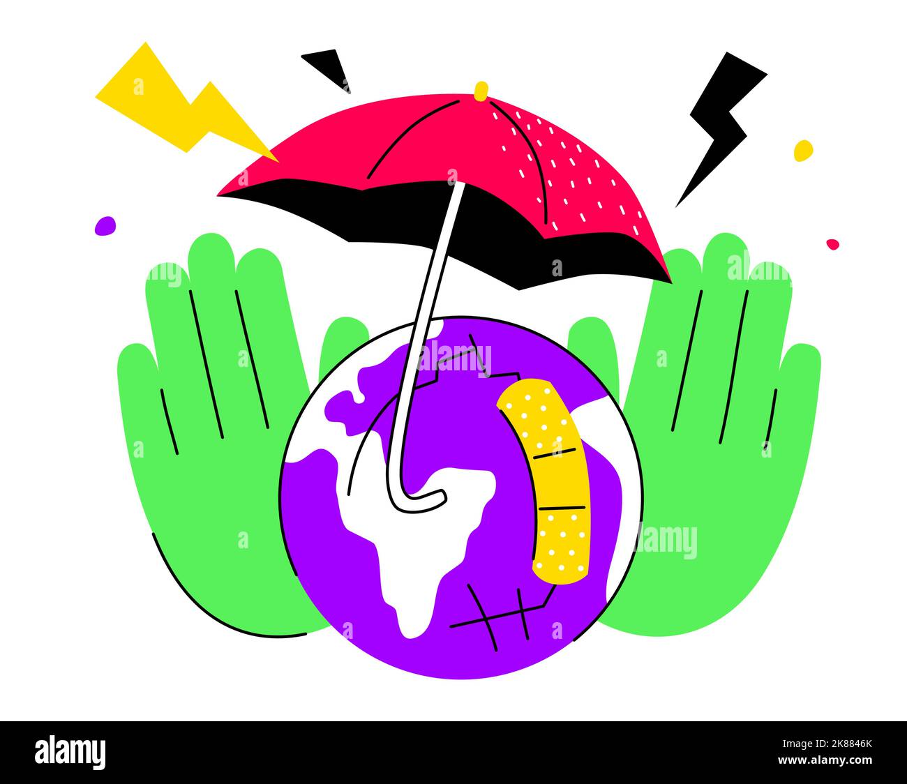 Protect the planet from danger - colorful flat design style ...