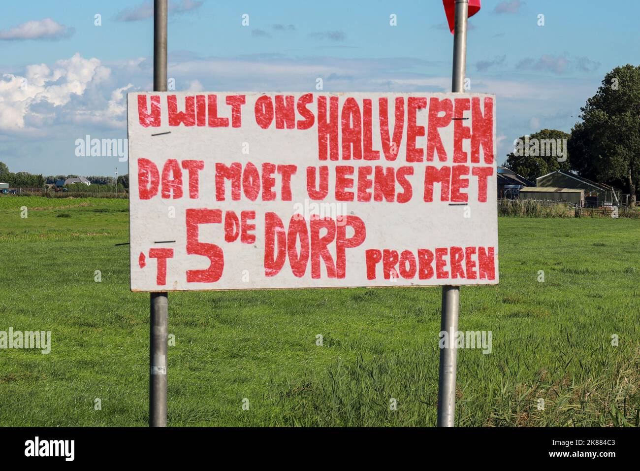 Protest sign farmers protest in Zevenhuizen along the N219 with request ...
