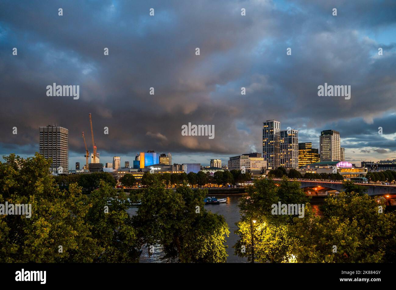 London, UK. 20th Oct, 2022. Stormy weather over the Southbank on the ...
