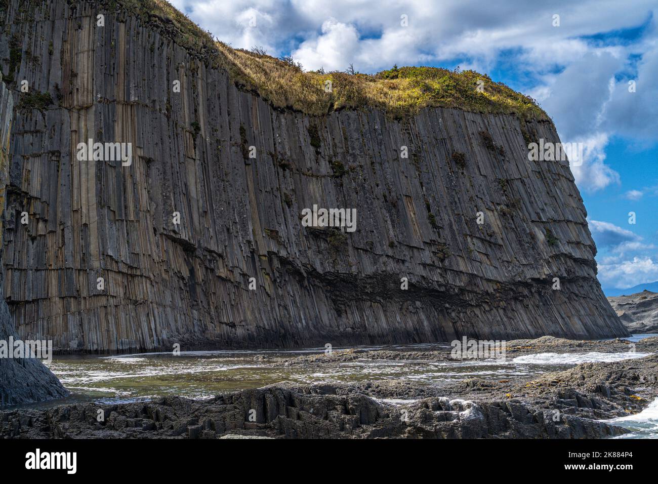 Cape Stolbchaty on the island of Kunashir, Kuril Islands, a unique ...
