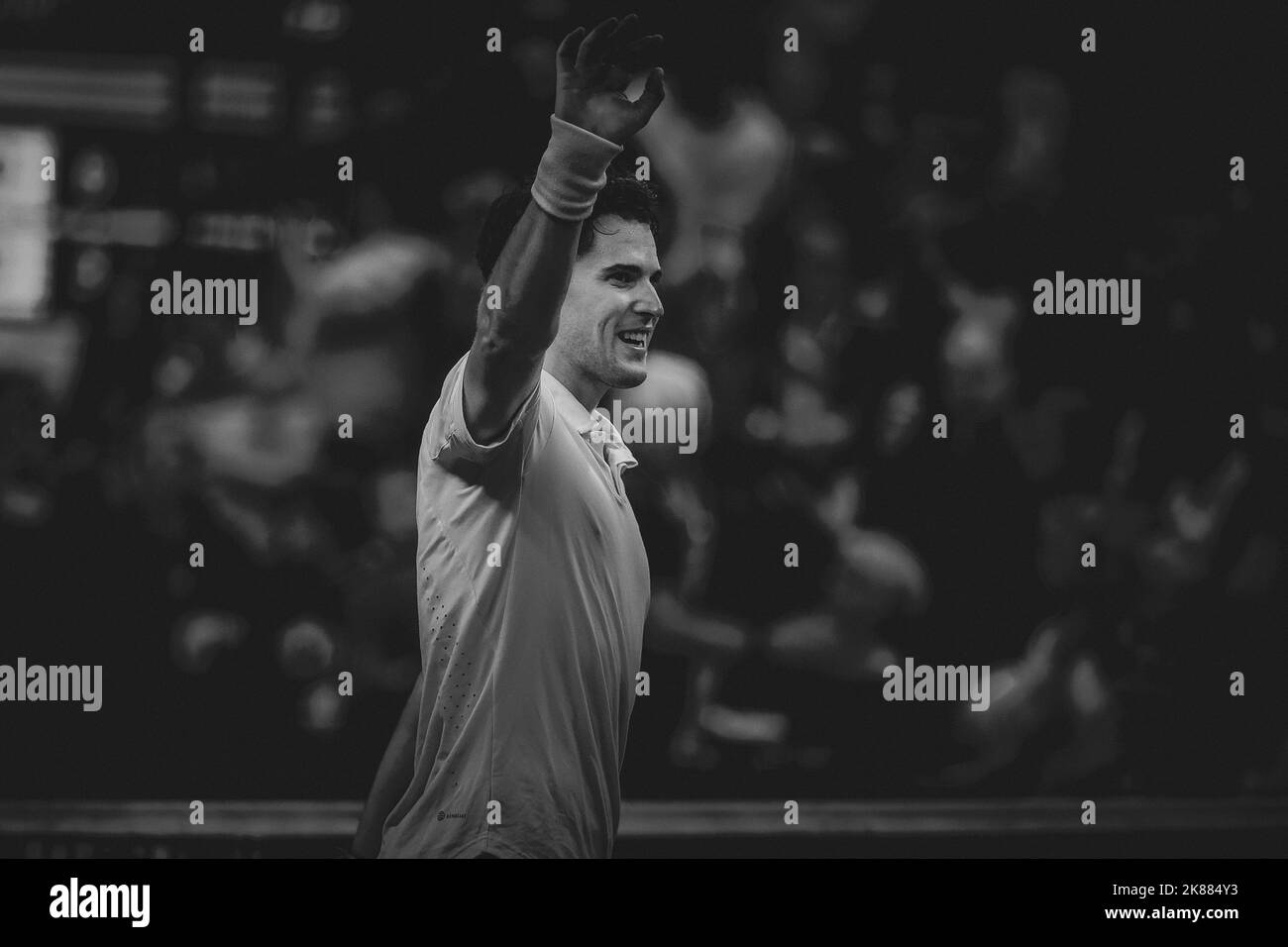 Austrian Dominic Thiem celebrates winning his match the men's single ...