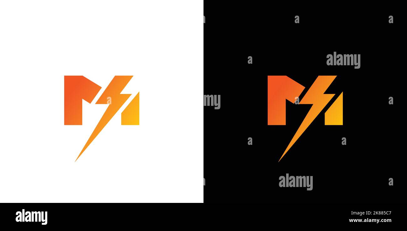 Modern and attractive letter M electric voltage logo design Stock ...