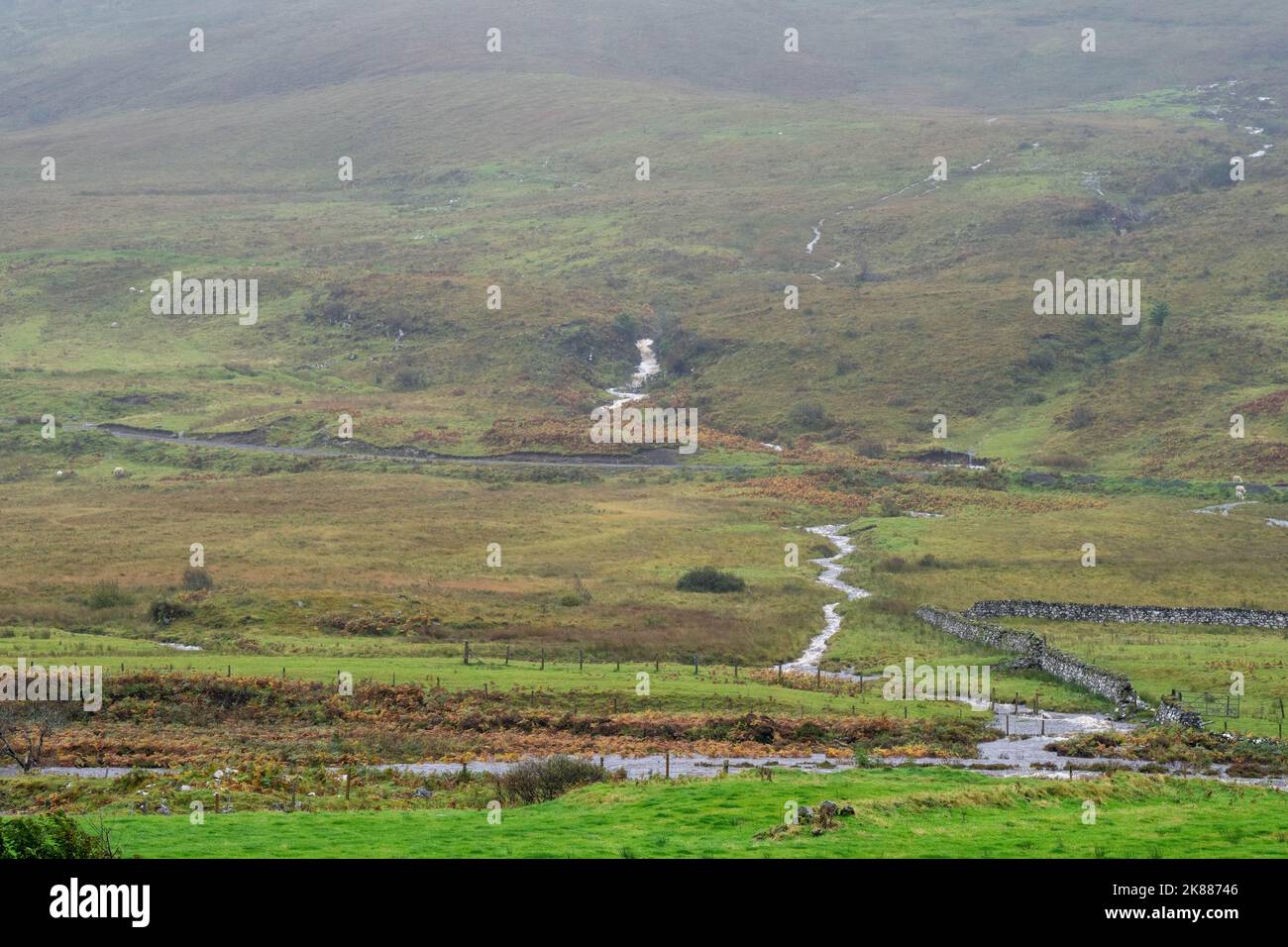 A view of a mountain stream after heavy rain that's flooded farmers ...