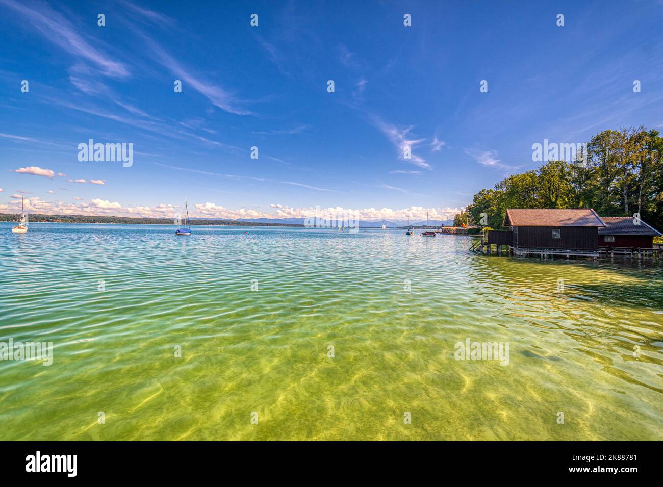View over bavarian lake "Starnberger See" - lake Starnberg, Germany Stock Photo - Alamy