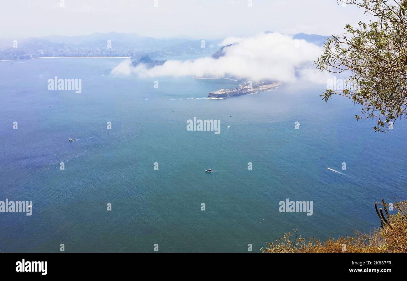 Areal view of a famous Copa Cabana beach in Brazil, Rio de Janeiro ...