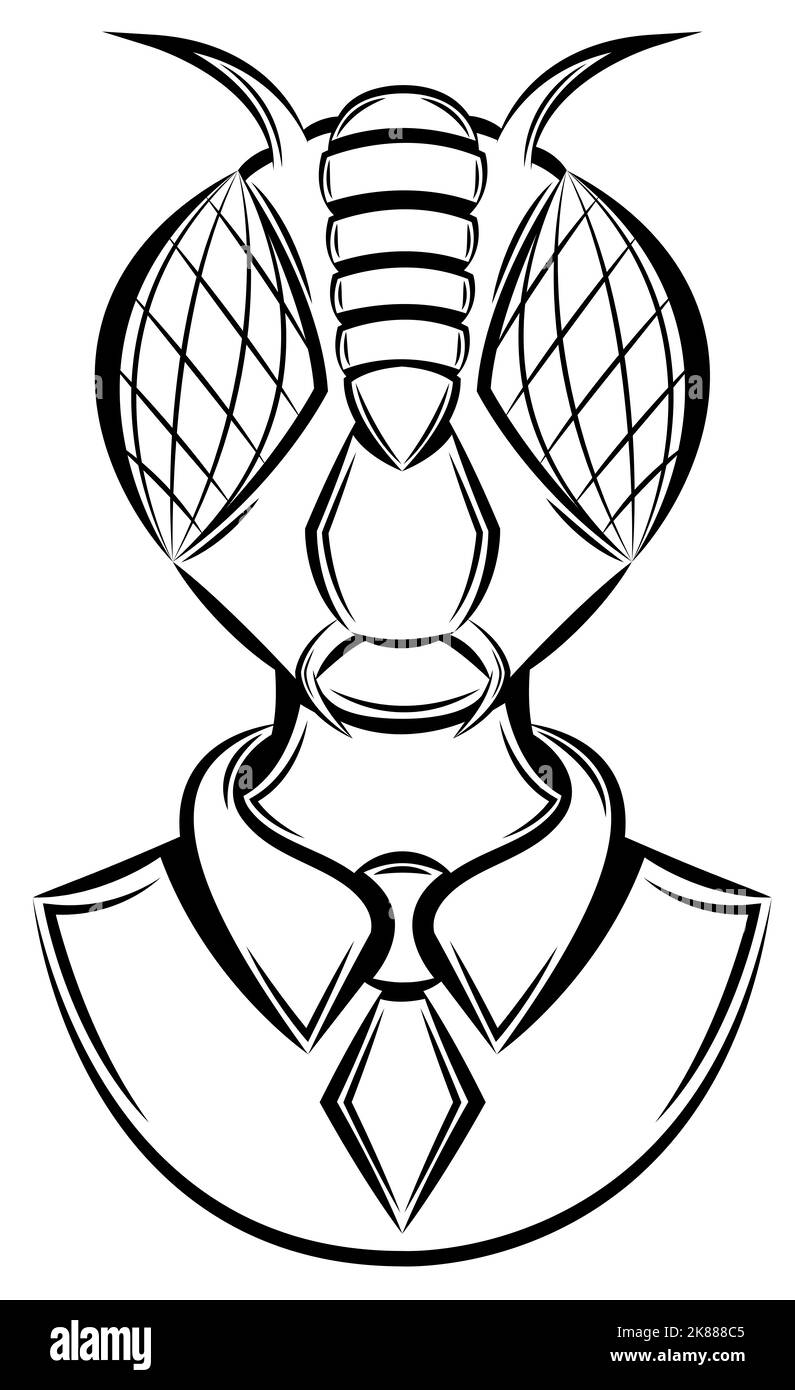 illustration of man with insect head, abstract drawing Stock Photo - Alamy