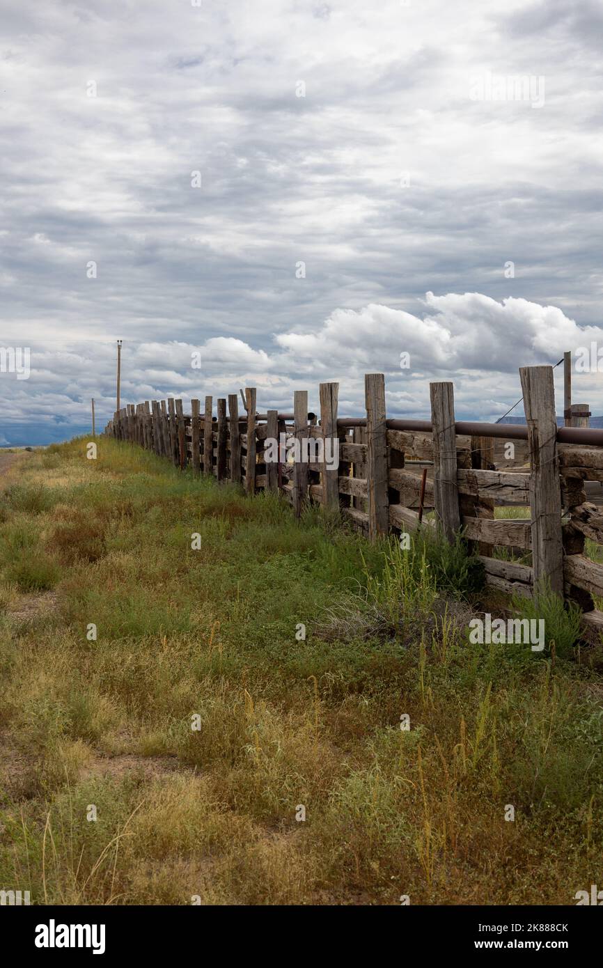 Wooden fences around the rancher's land, state of Arizona, in the ...
