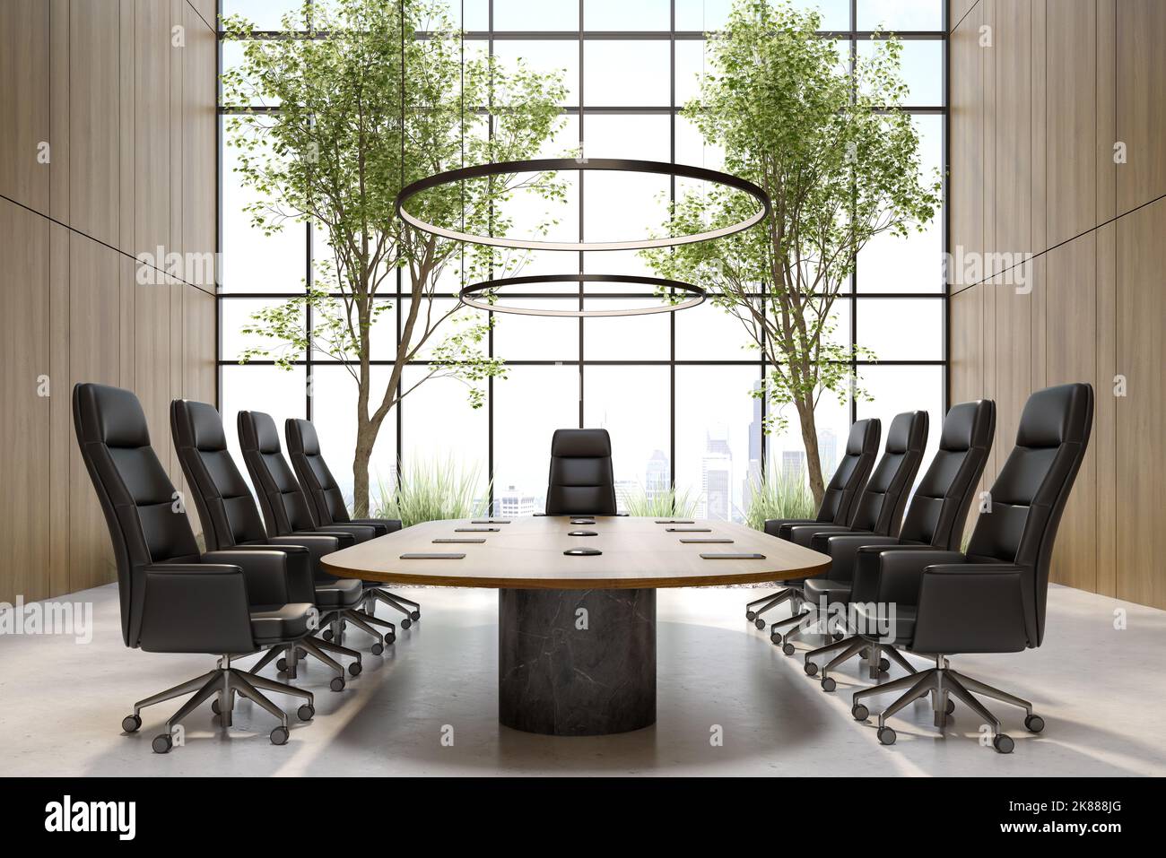 Modern style conceptual office meeting interior room 3 d illustration ...