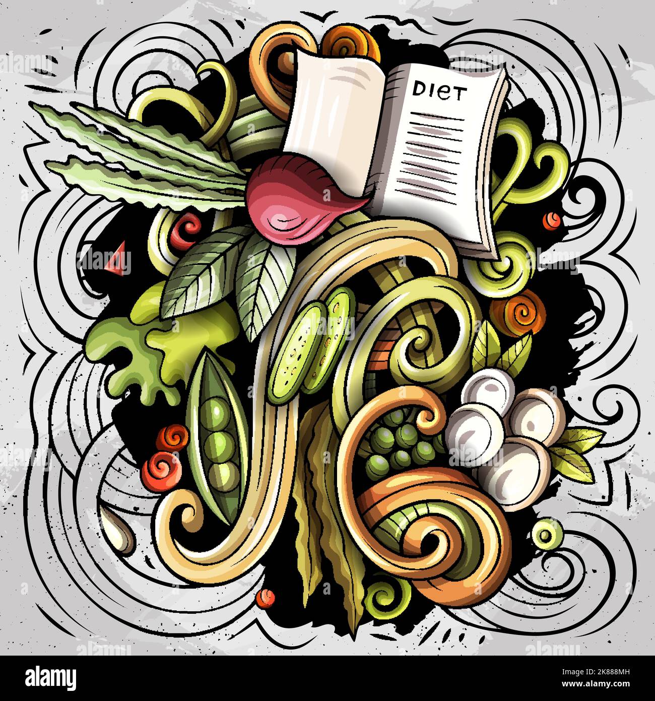 Cartoon vector doodles Diet food illustration Stock Vector Image & Art ...