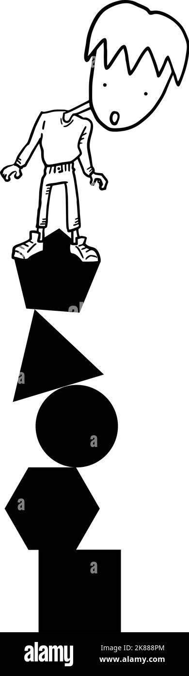 Boy in column of shapes Stock Vector Image & Art - Alamy