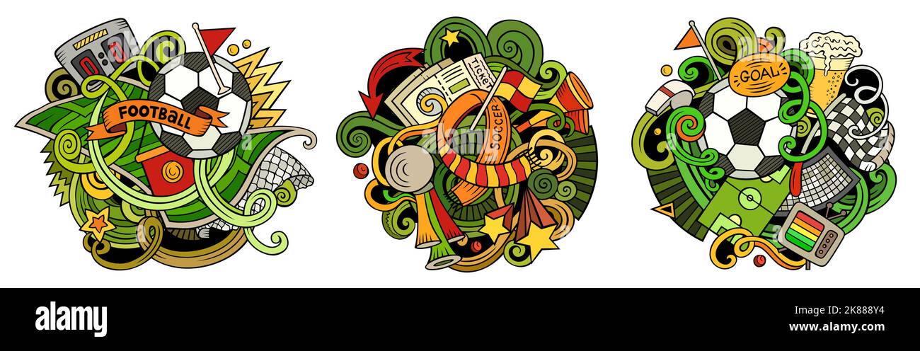 Football cartoon vector doodle designs set Stock Vector Image & Art - Alamy