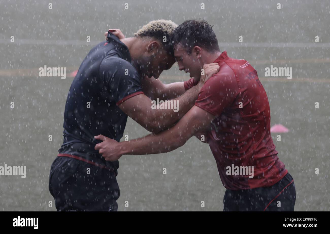 Hong Kong Rugby Sevens Mens Squad training session with (L to R) Max ...