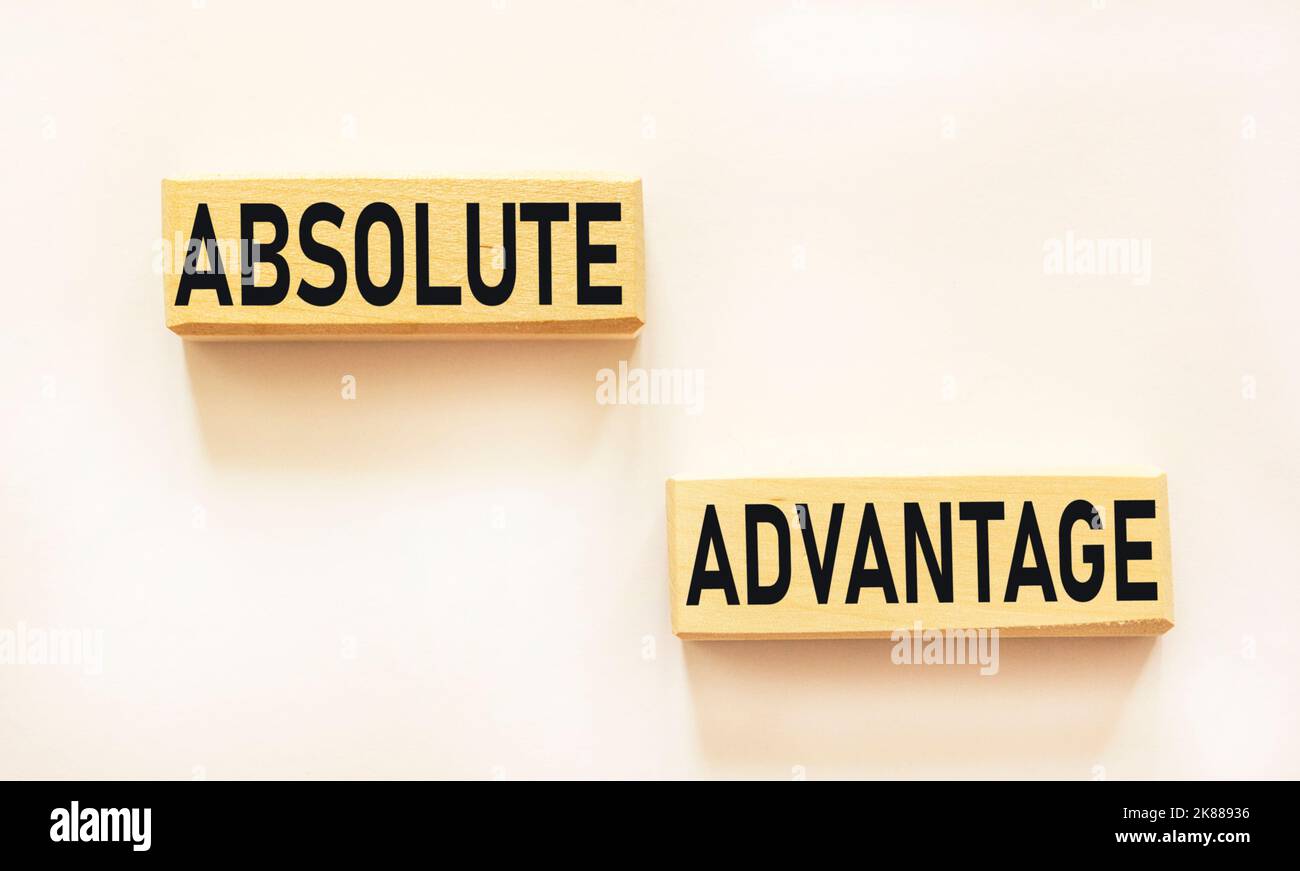 Absolute advantage offer written on wooden blocks and white background ...