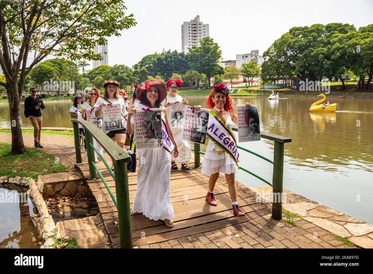 Goiânia, Goias, Brazil – October 12, 2022: A group of women holding ...