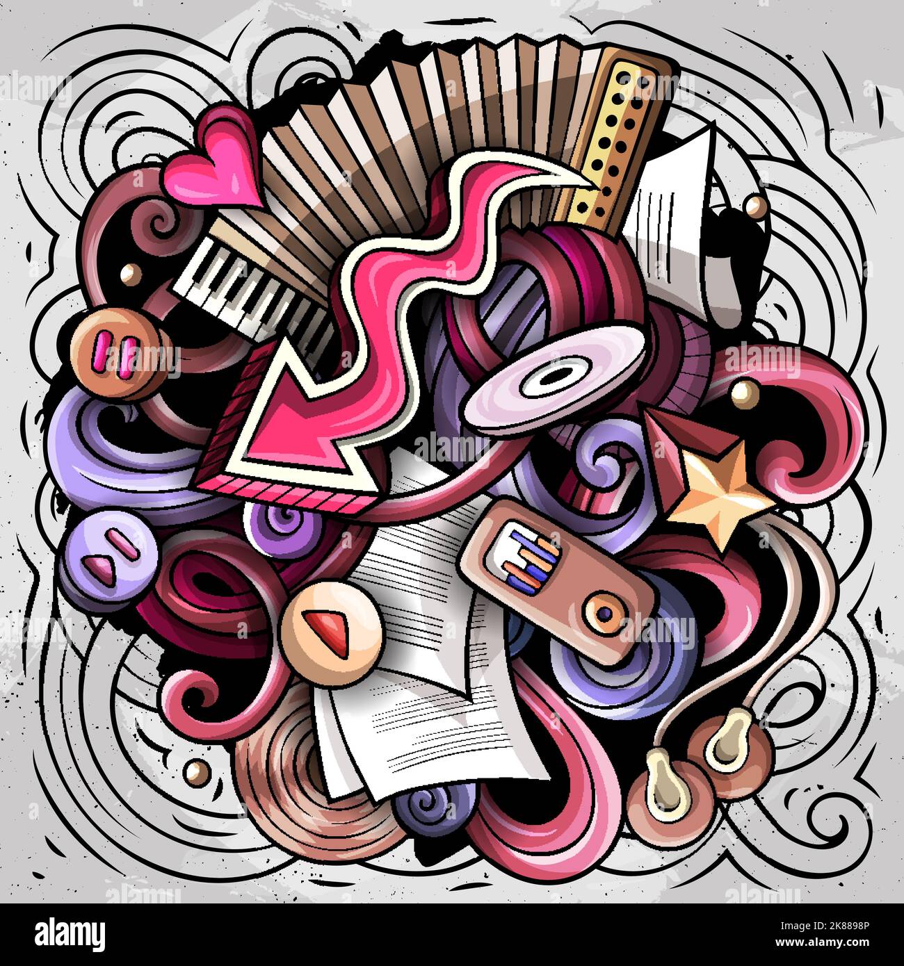 Music hand drawn vector doodles illustration Stock Vector Image & Art ...