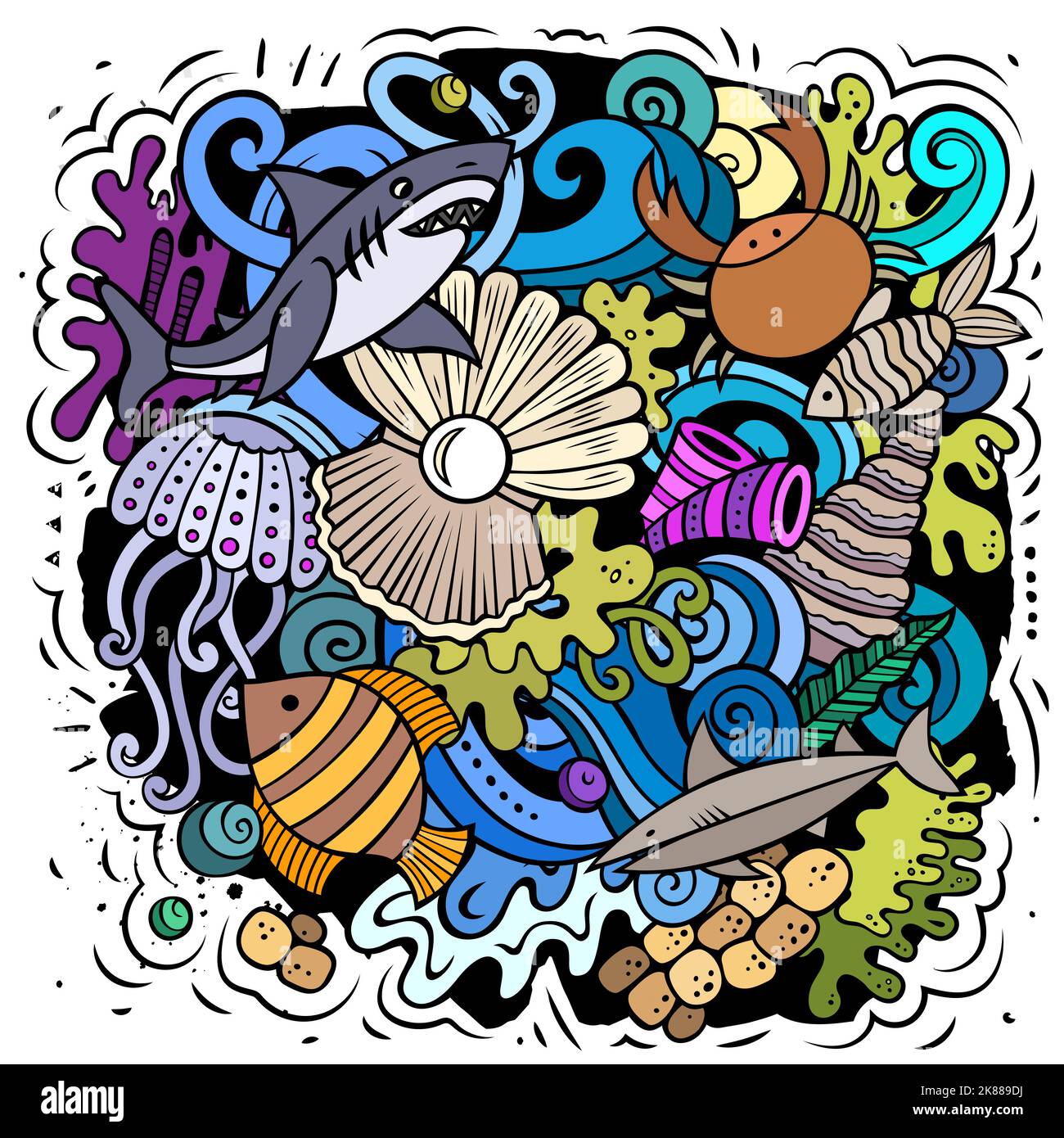 Sea Life cartoon vector illustration Stock Vector Image & Art - Alamy