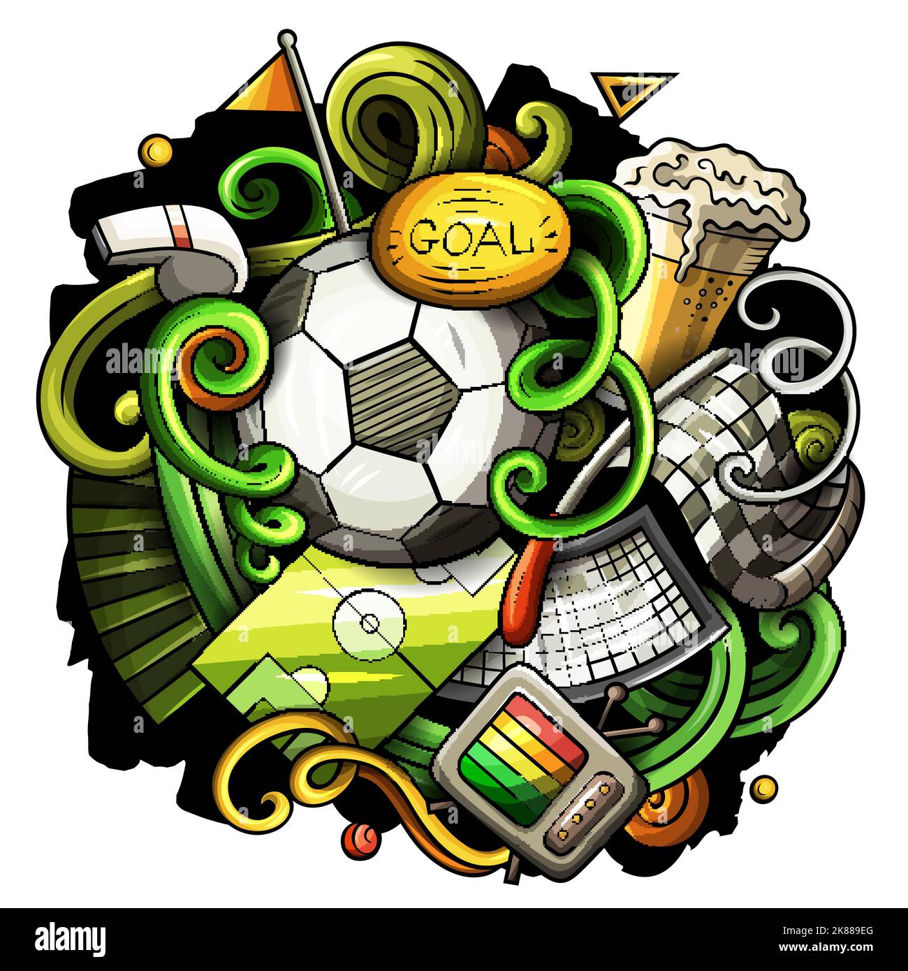 Cartoon vector doodles Football illustration Stock Vector Image & Art ...