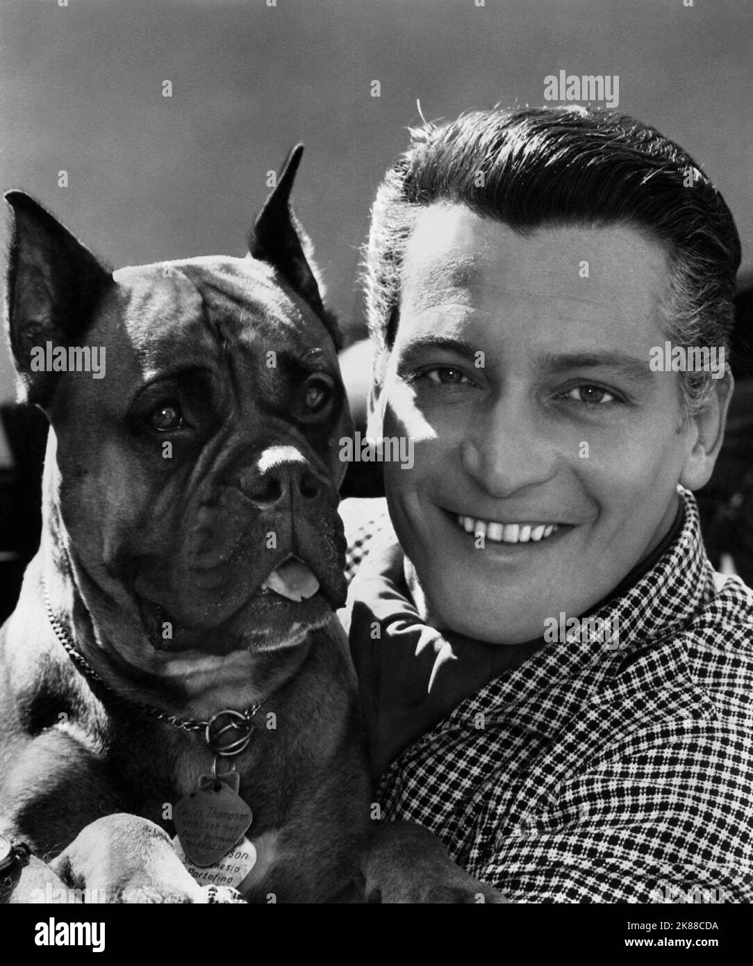 Carlos Thompson & Dog Actor 01 May 1958 **WARNING** This Photograph is ...