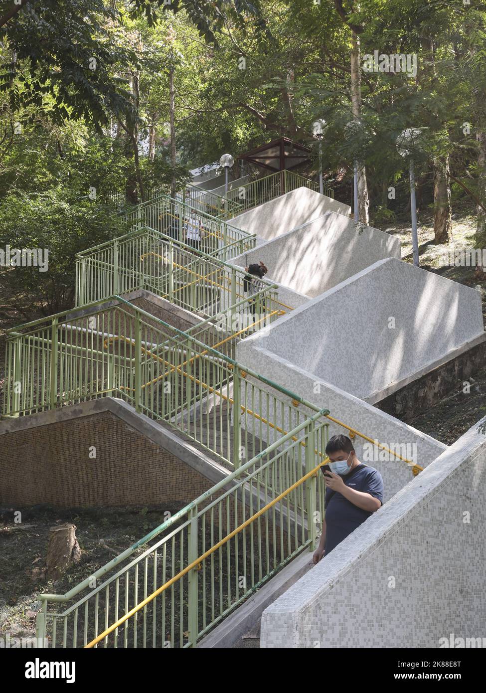 Residents walking down 200 stairs near Lok Wah South Estate. 14OCT22 ...