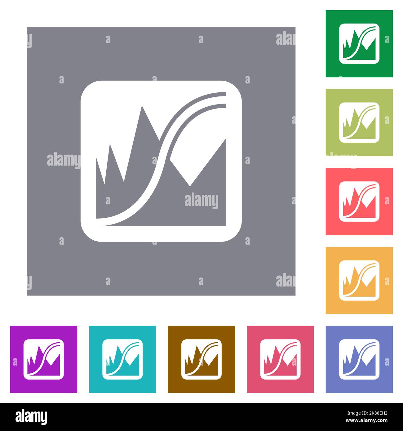 Adjust image curves flat icons on simple color square backgrounds Stock ...