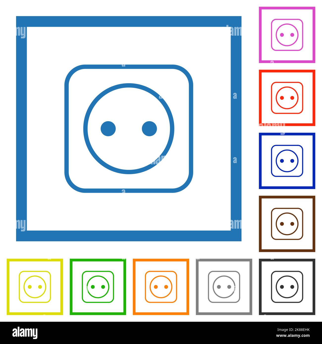 Electrical socket with one outlet outline flat color icons in square ... Electrical socket with one outlet outline flat color icons in square ...