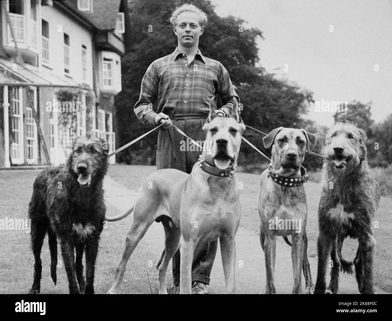 Jimmy Hanley With Dogs Actor Grounds Of Denham Studios With Some Of The ...