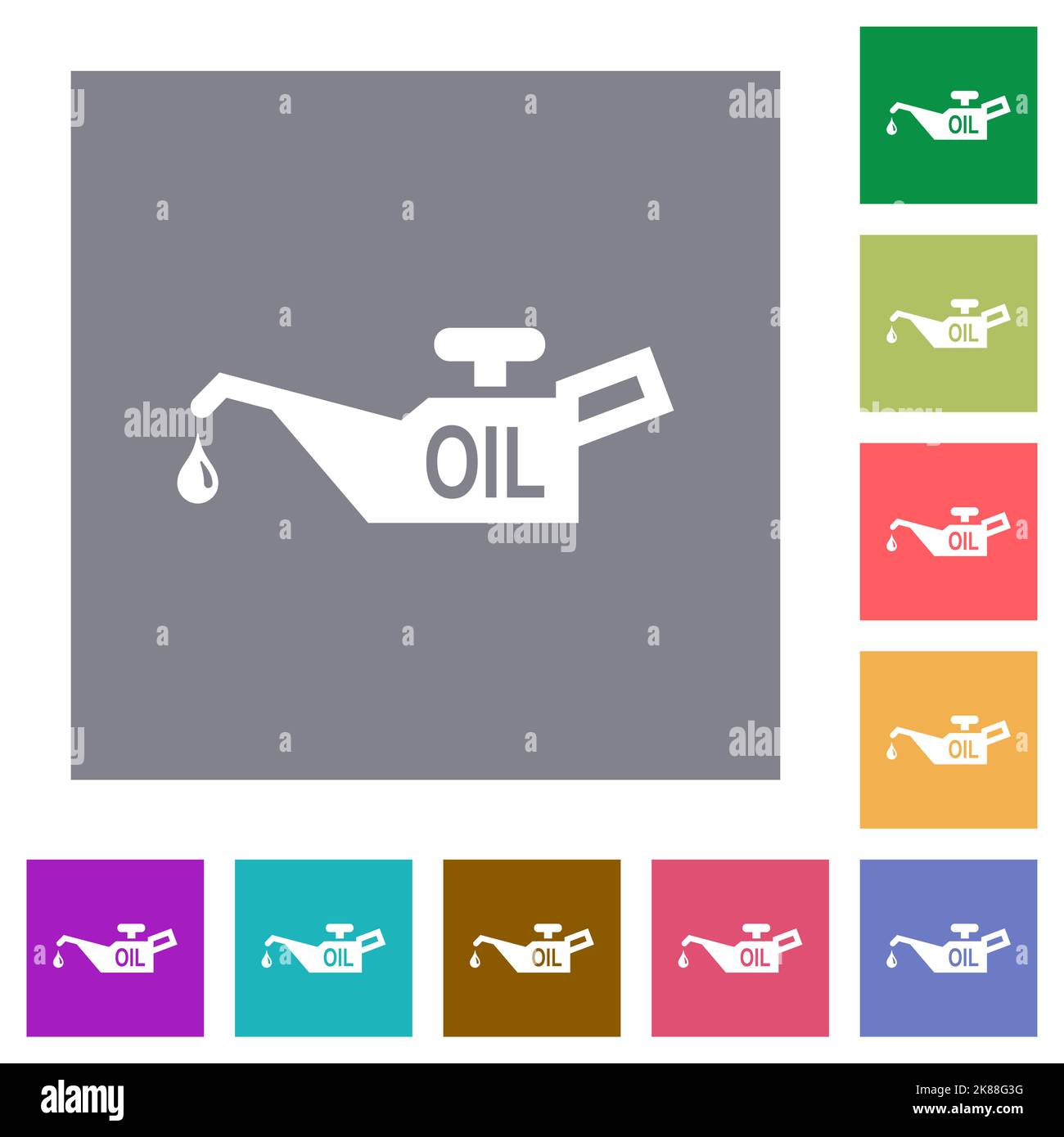 Oiler flat icons on simple color square backgrounds Stock Vector Image ...