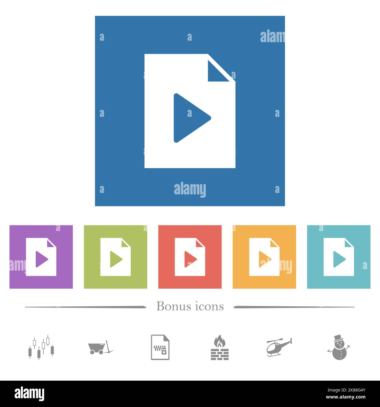 Playlist solid flat white icons in square backgrounds. 6 bonus icons ...