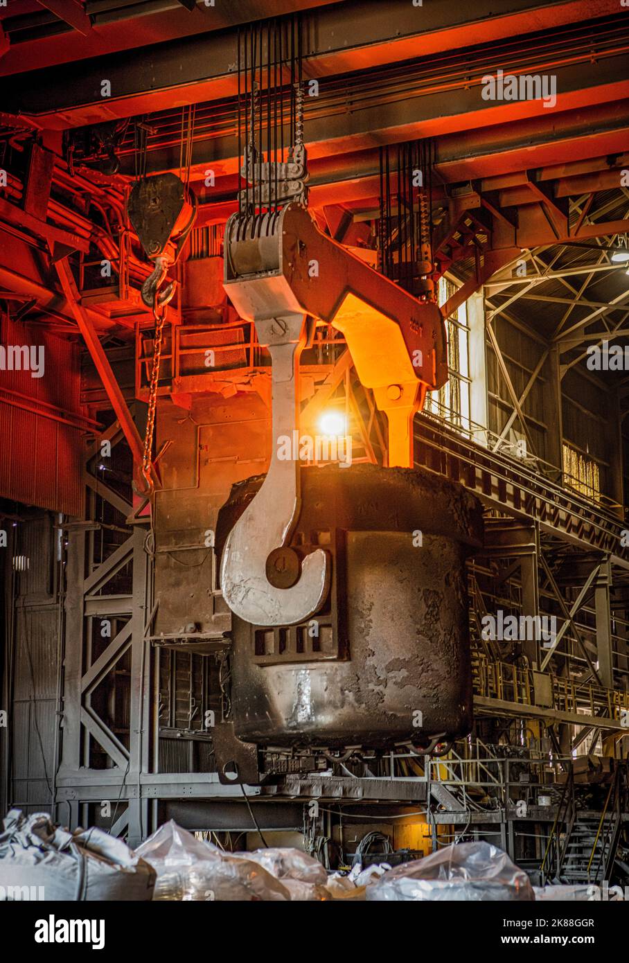 Ladle containing molten steel in mill Stock Photo - Alamy