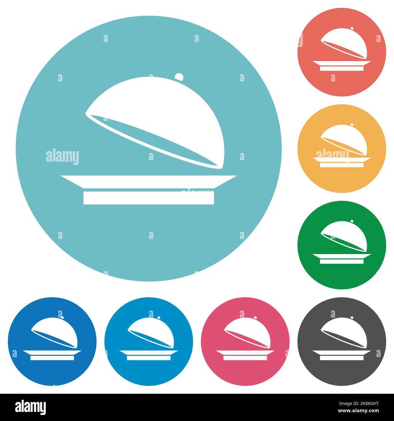 Open food tray flat white icons on round color backgrounds Stock Vector ...