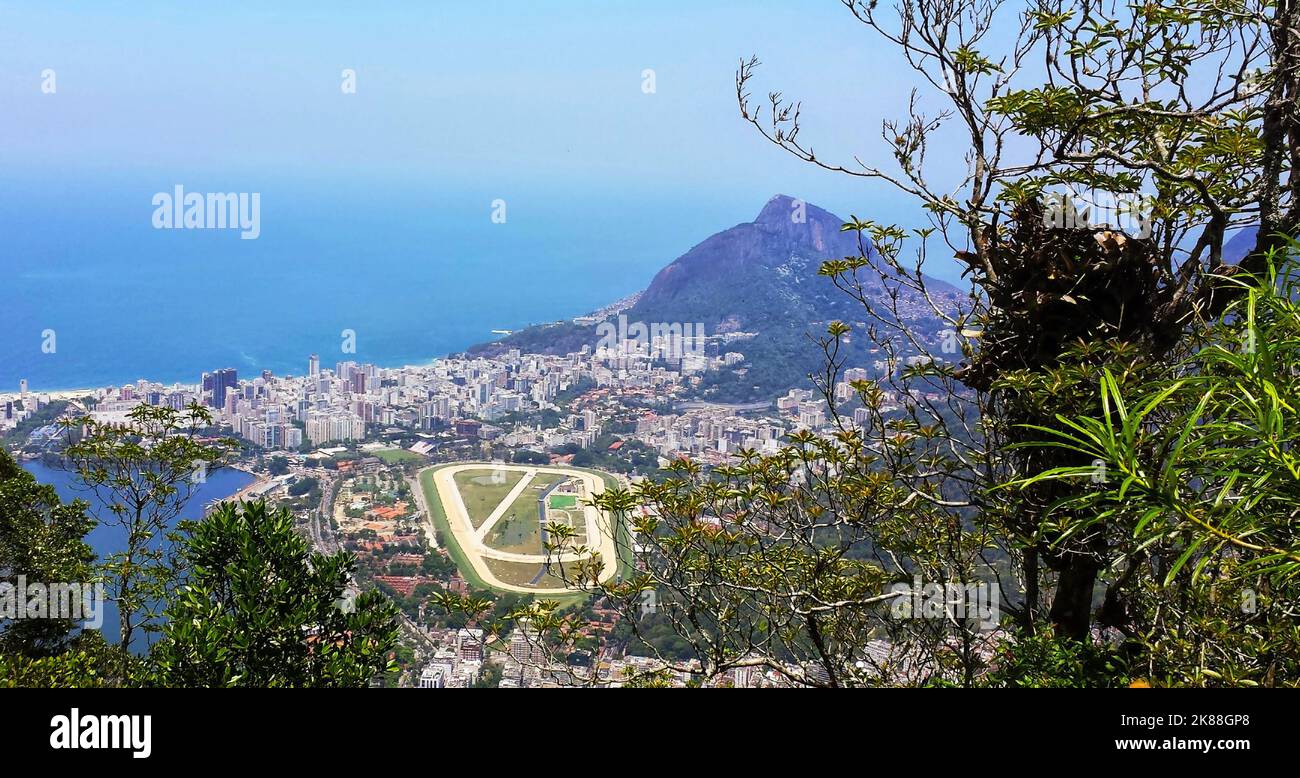 Areal view of a famous Copa Cabana beach in Brazil, Rio de Janeiro ...