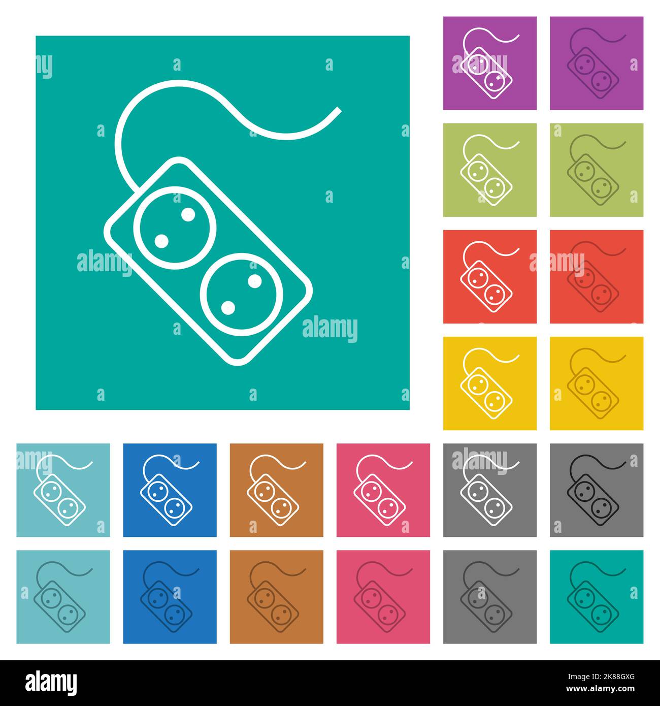 Portable electrical outlet with two sockets and cord outline multi ...