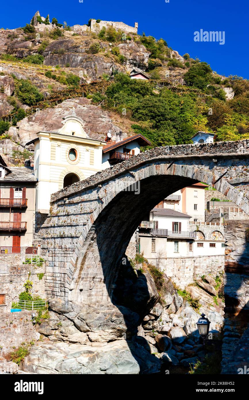 Pont San Martìn in Aosta Valley, Piedmont, Italy Stock Photo - Alamy