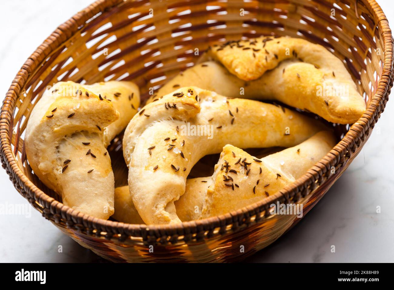 homemade rolls with salt and cumin Stock Photo - Alamy