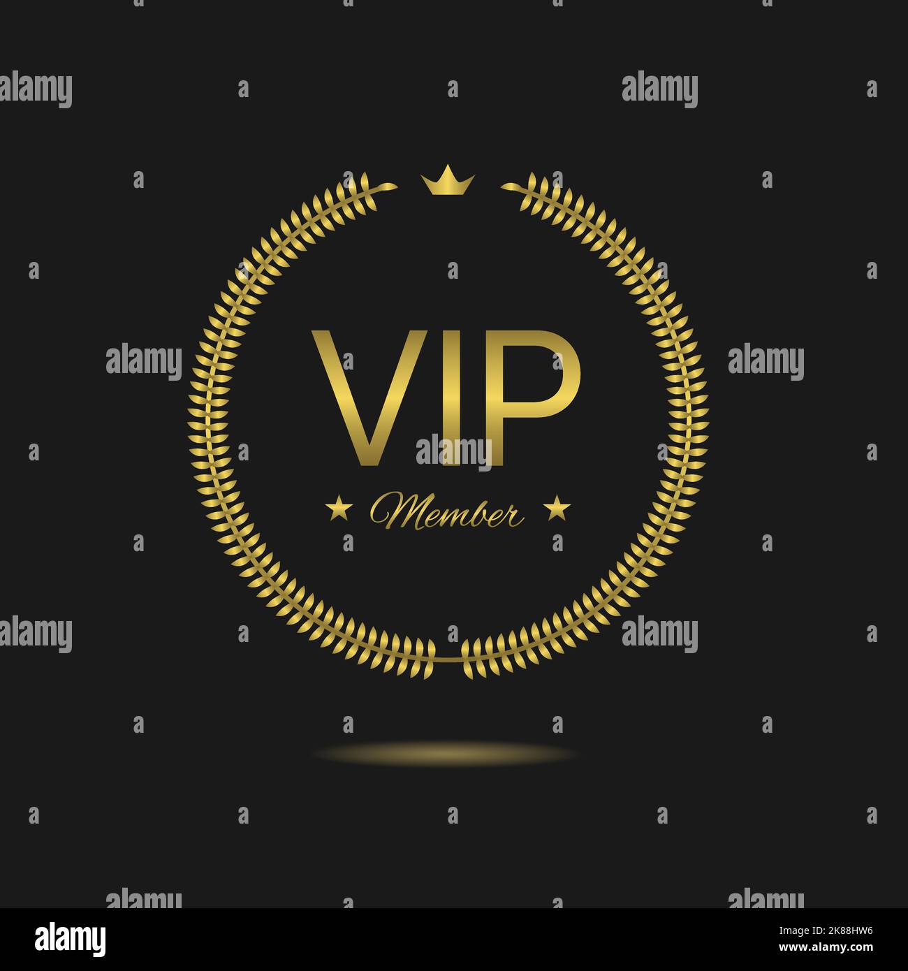 Vip member golden laurel wreath label Stock Vector Image & Art - Alamy
