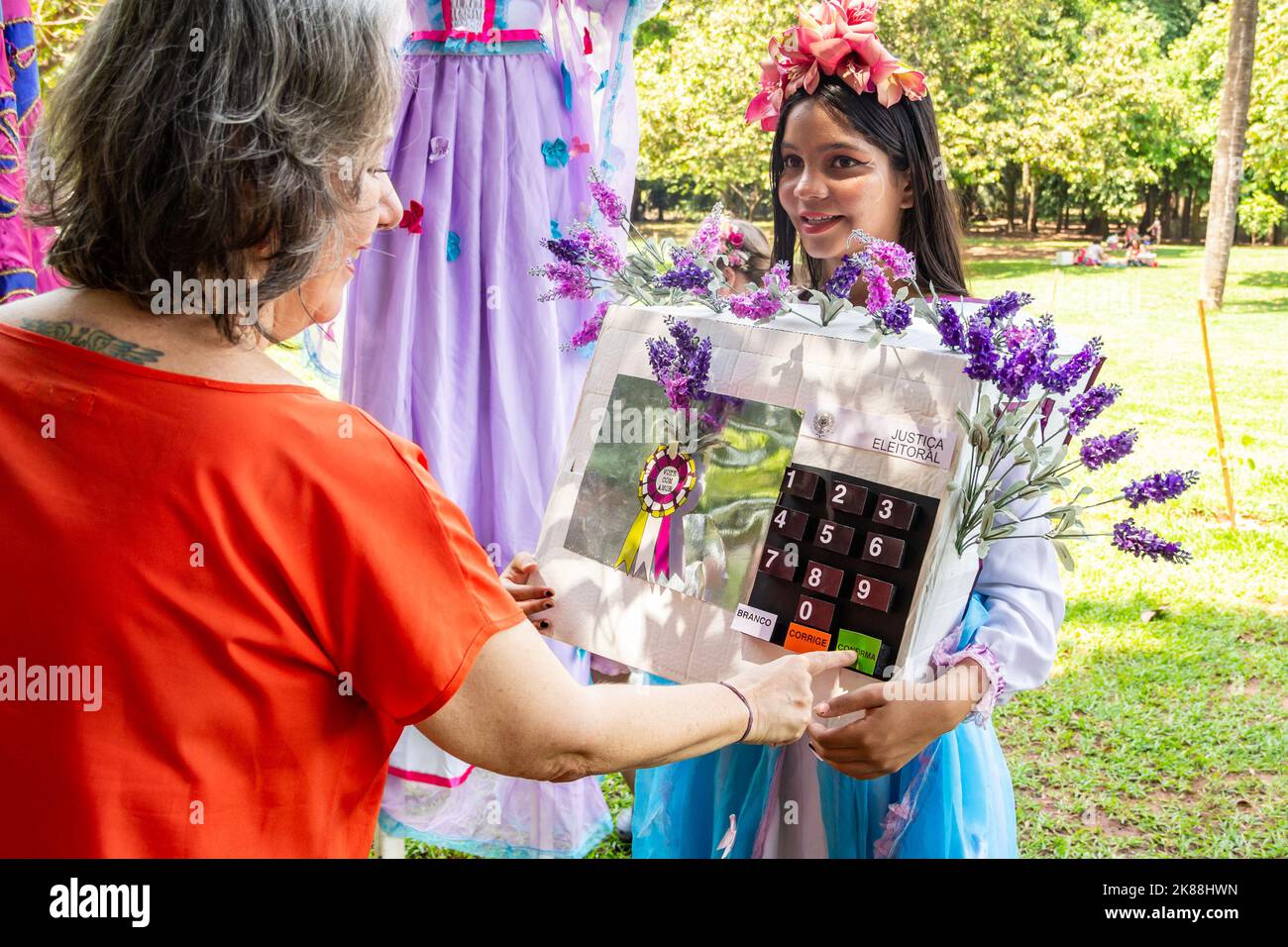 Goiânia, Goias, Brazil – October 12, 2022: A young woman dressed as an ...