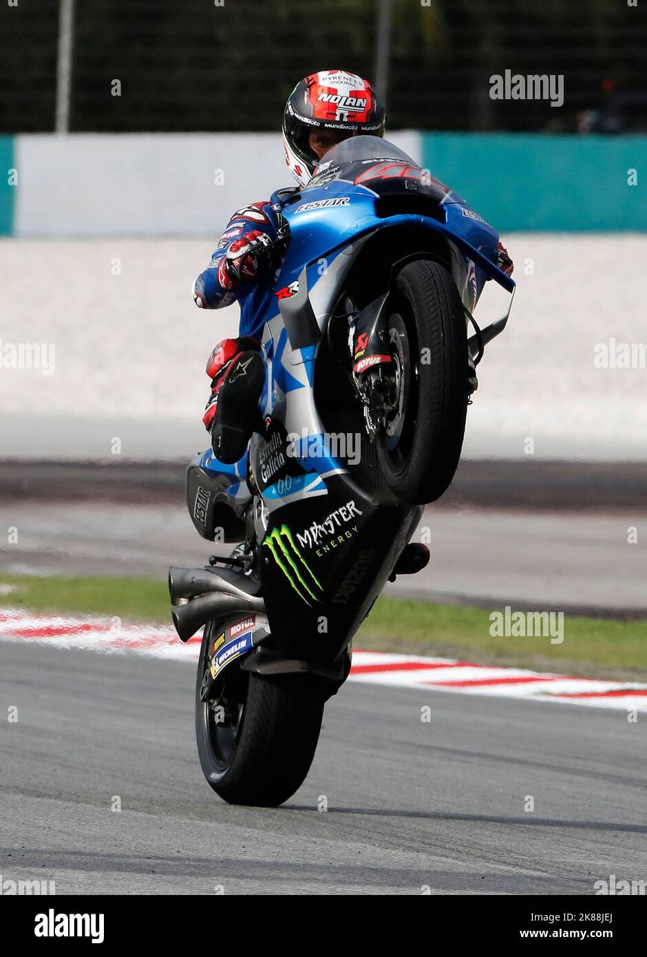 Spanish rider Alex Rins of Team Suzuki Ecstar steers his bike during ...