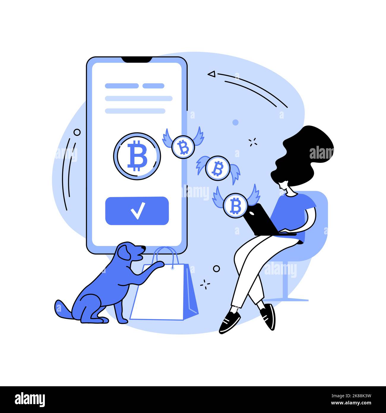 Cryptocurrency transaction isolated cartoon vector illustrations Stock ...