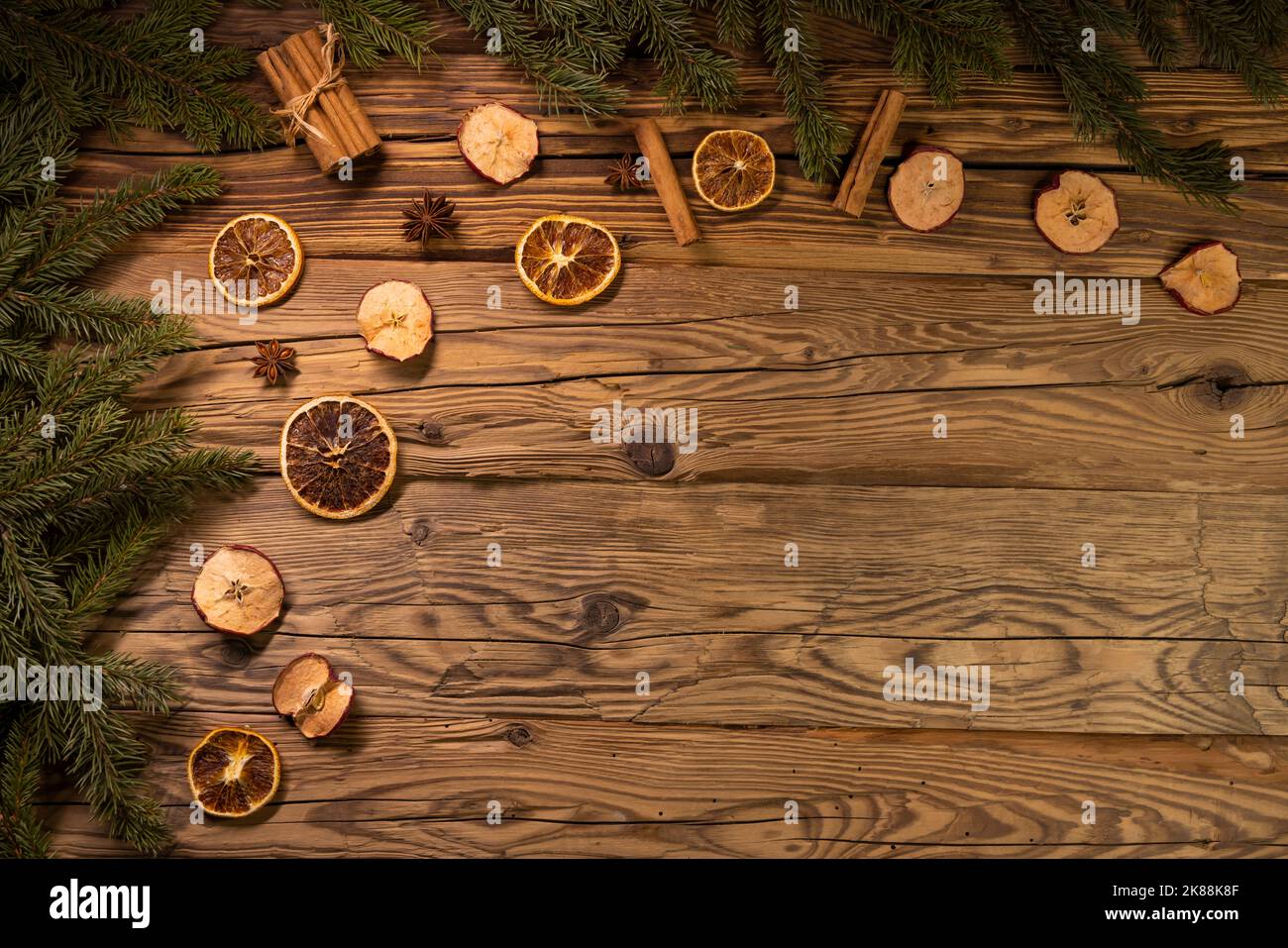 Christmas background with spice and twigs Stock Photo - Alamy