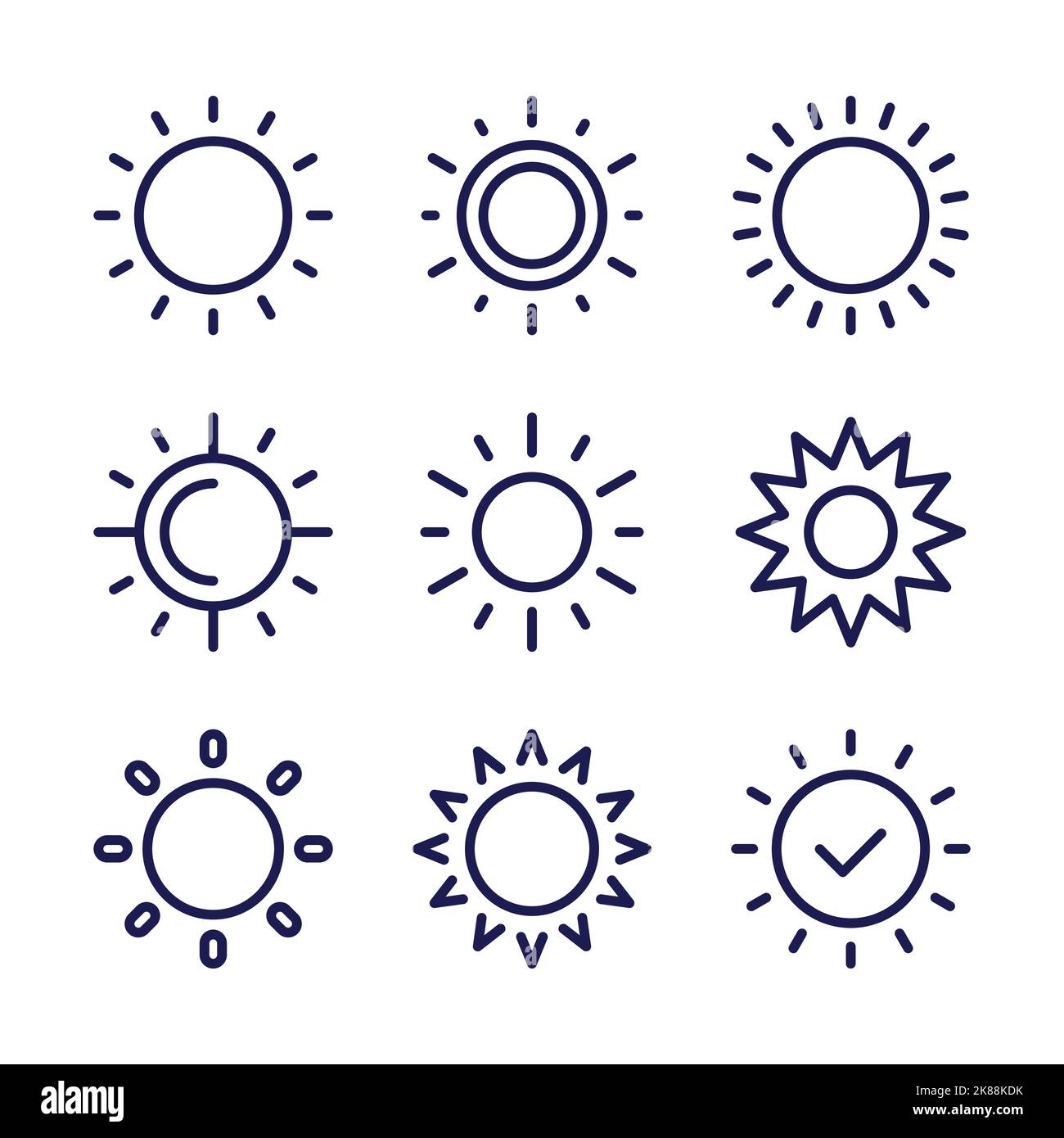 sun line icons, vector set Stock Vector Image & Art - Alamy